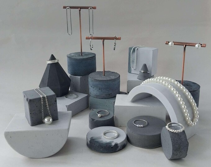 Jewellery Display Block Set of 19 Concrete Risers A07, Photo Props ...