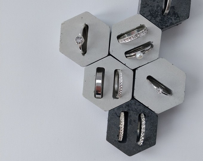 Hexagon Upright Ring Stand, Ring Display, Concrete Photo Styling Prop ...