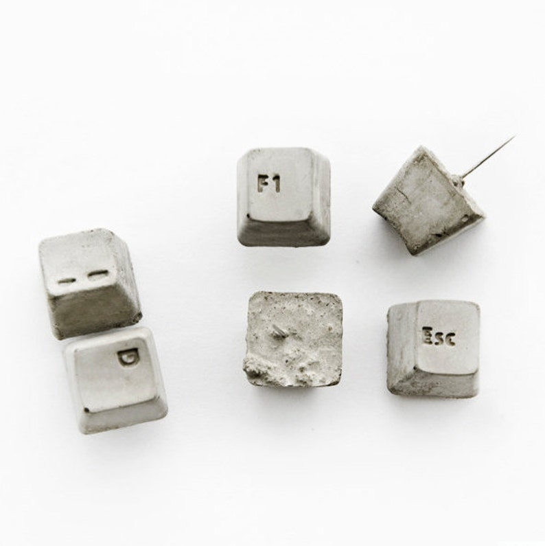 Concrete Push Pins Set of 6 Cement Keyboard Key Tomb Tracks - Etsy