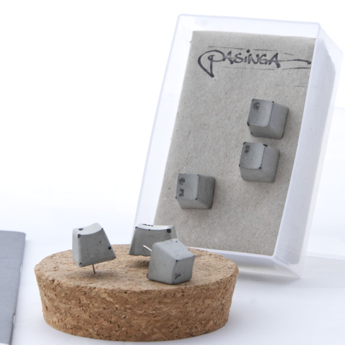 Concrete Push Pins Set of 6 Cement Keyboard Key Tomb Tracks - Etsy