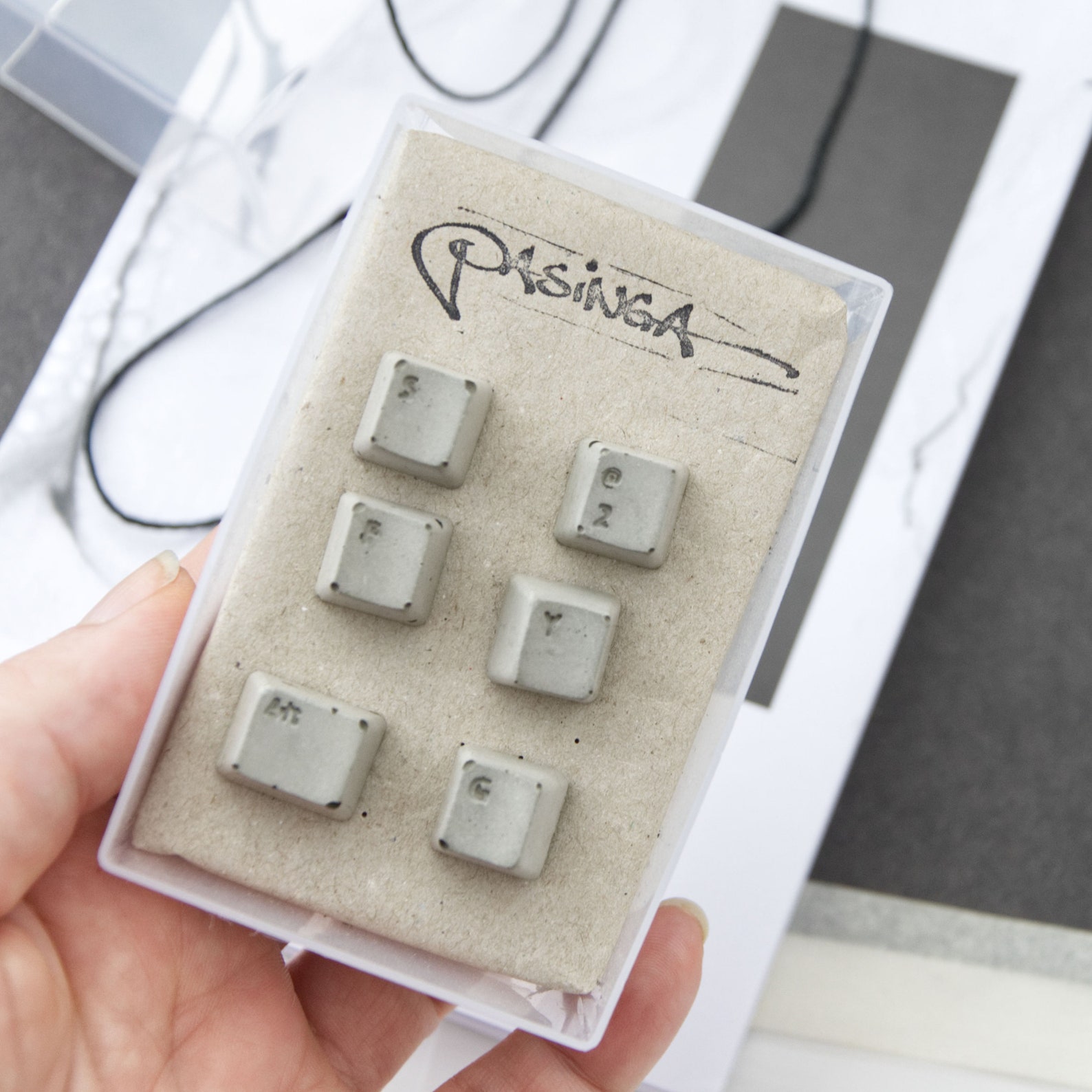 Concrete Push Pins Set of 6 Cement Keyboard Key Tomb Tracks - Etsy