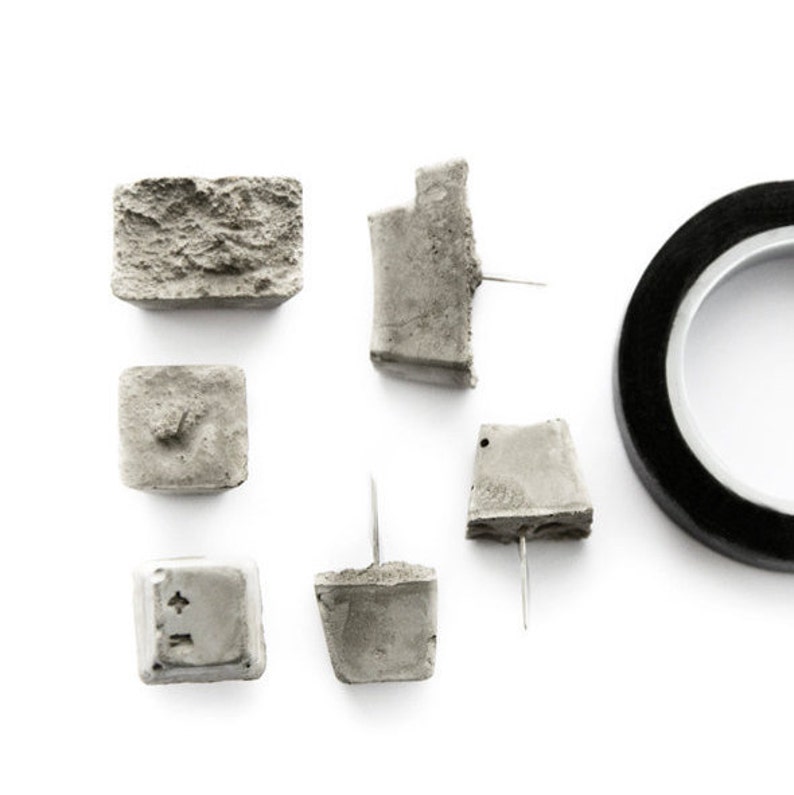 Concrete Push Pins Set of 6 Cement Keyboard Key Tomb Tracks - Etsy