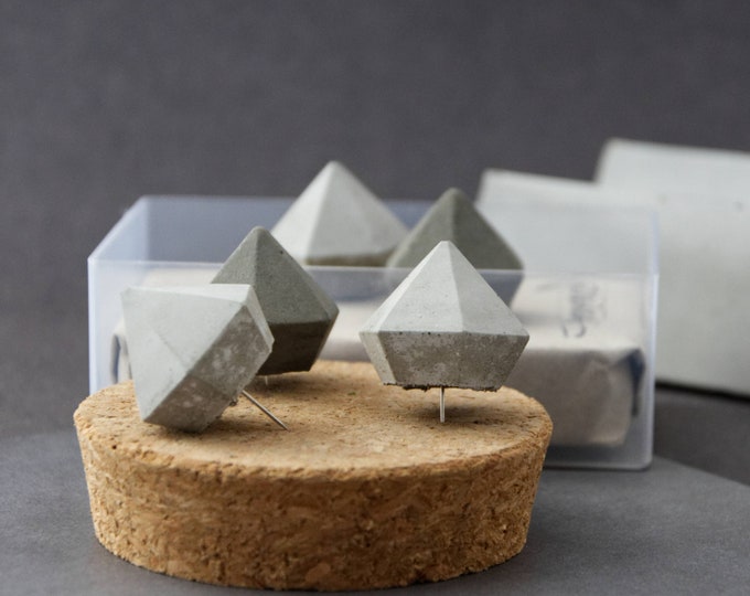 Concrete Diamond Push Pins, Set of 5 Cement Diamond Push Pins, Modern ...