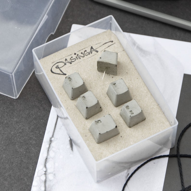 Concrete Push Pins Set of 6 Cement Keyboard Key Tomb Tracks - Etsy