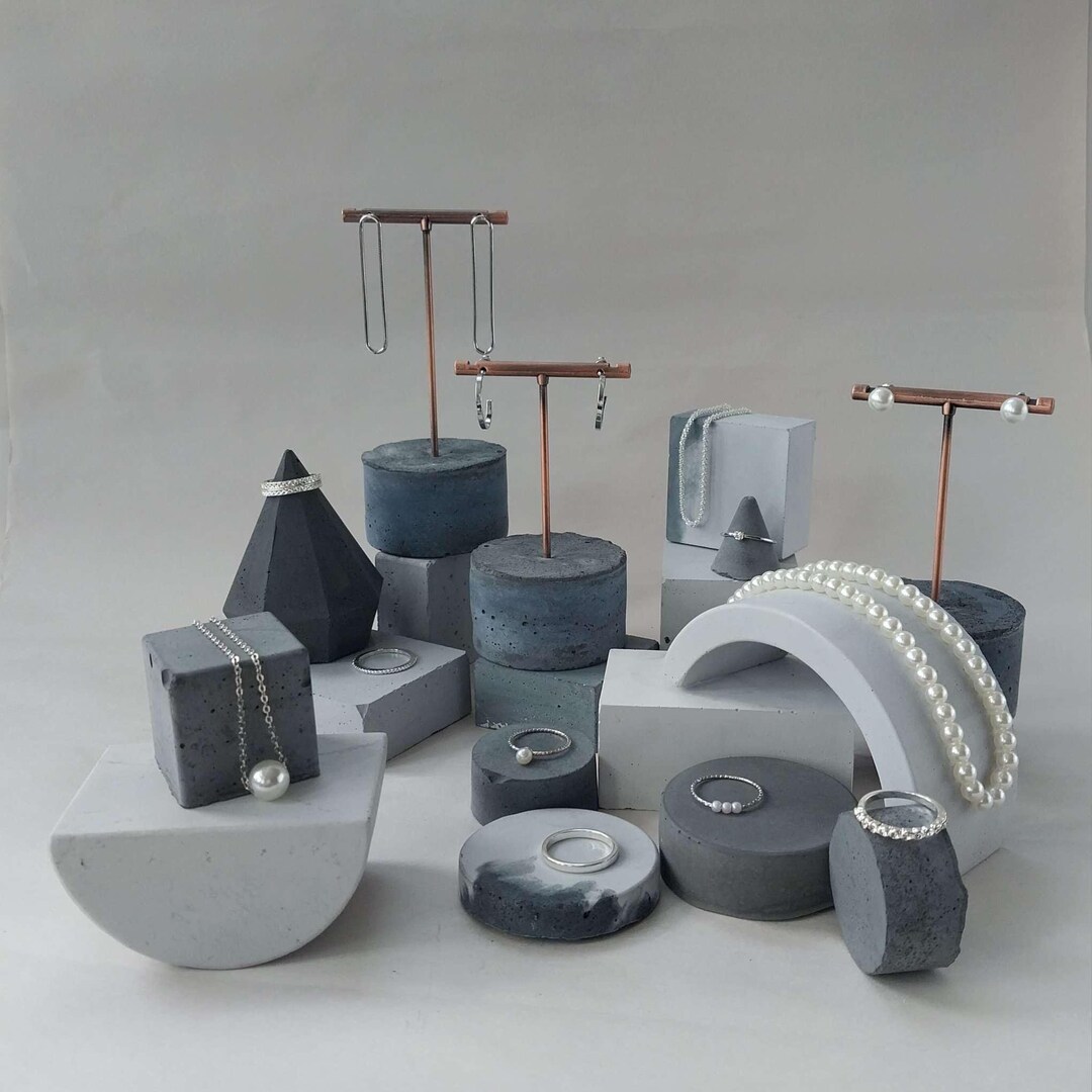 Jewellery Display Block Set of 19 Concrete Risers A07, Photo Props ...