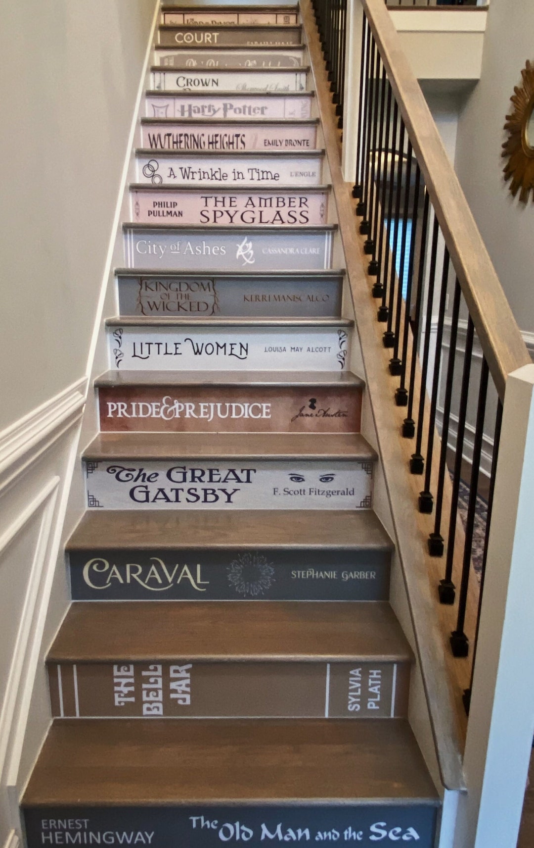 All-in-one Book Stair Decal, Fully Custom, Any Book Spine, Book Decor ...