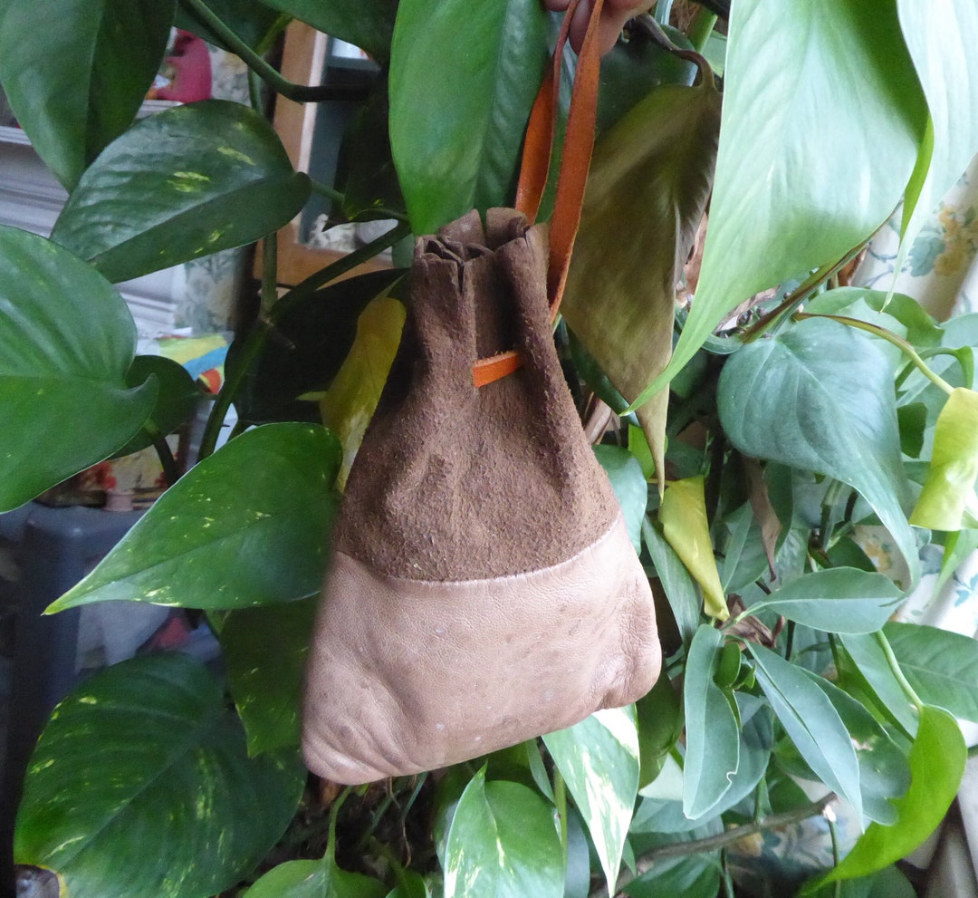 Vintage Brown Suede Leather Drawstring Coin Purse Bag Pouch - Etsy