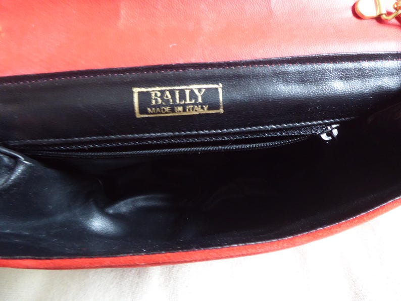 Beautiful Vintage Red Suede Bally Bag Purse Shoulder Bag Gold Coloured ...