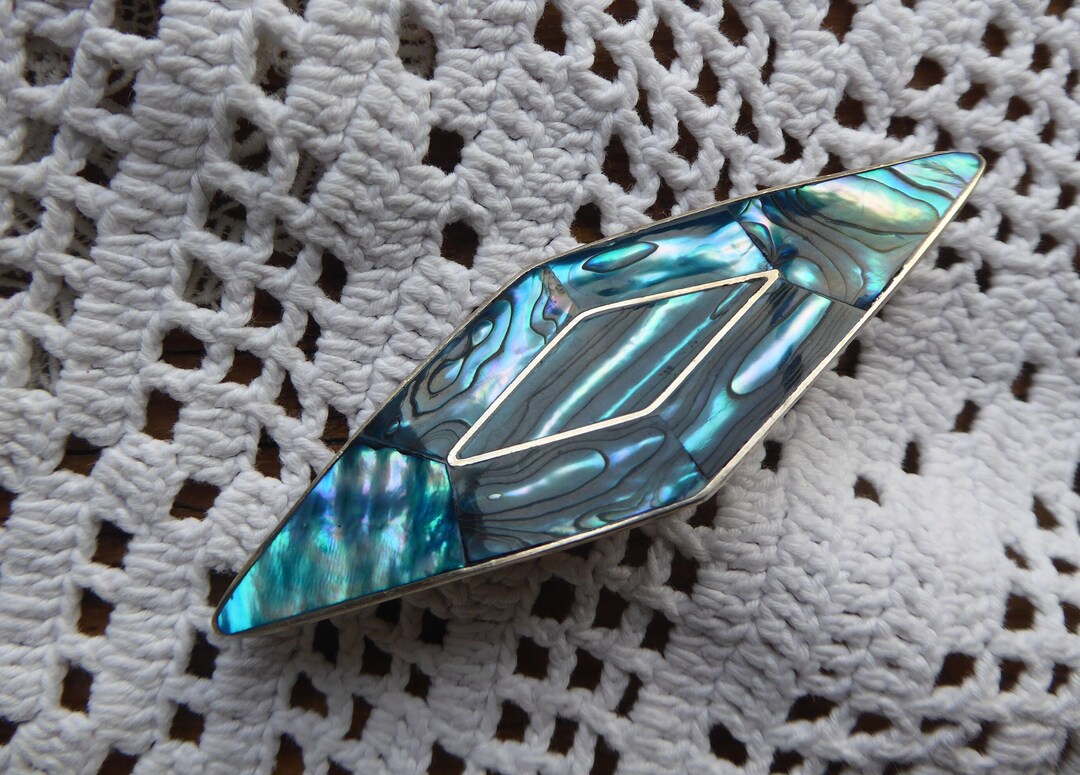 Vintage Mexican Abalone Shell Blue Hair Slide - Etsy