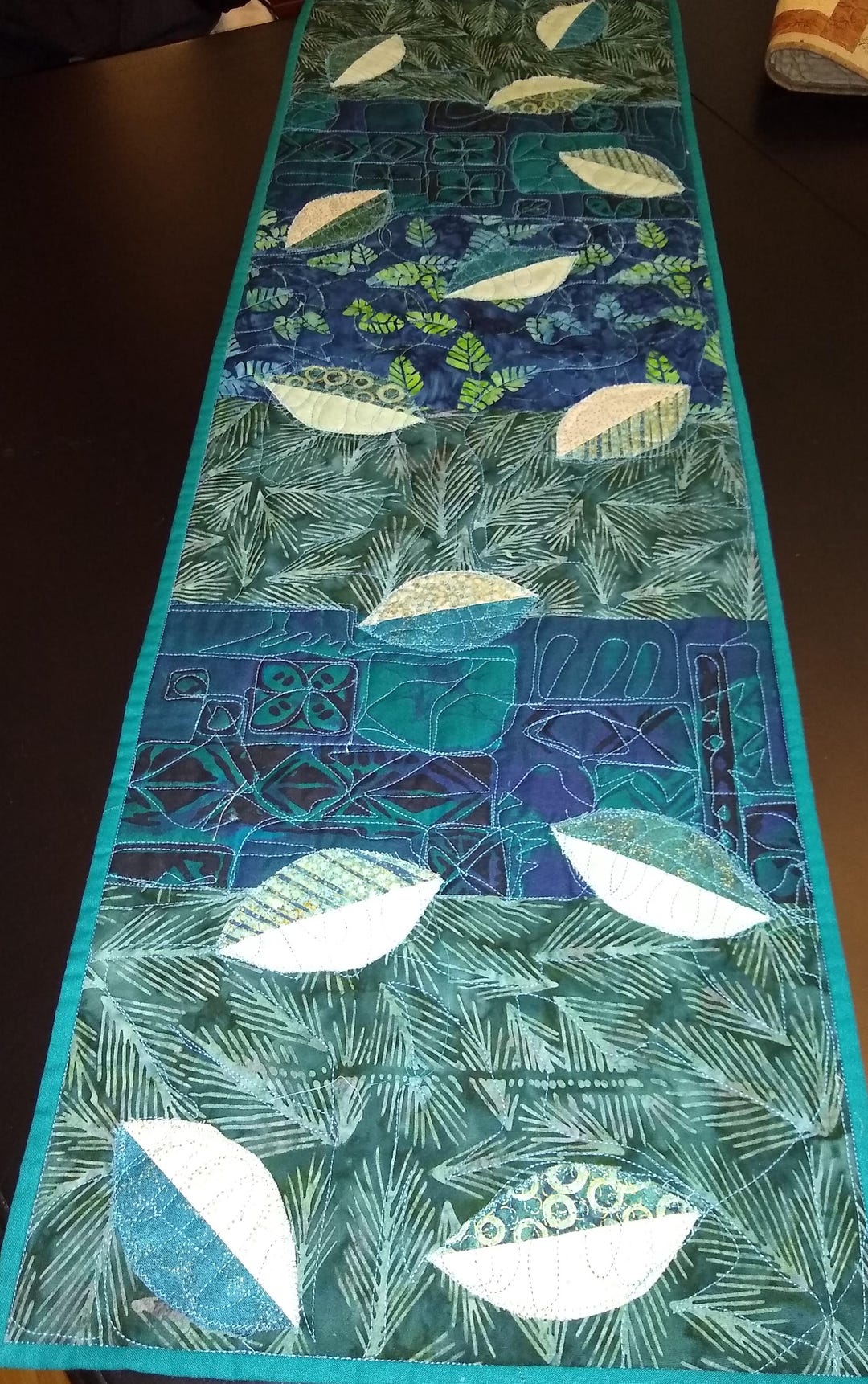 SALE PRICE Large BATIK Runner, Tropical Colors, Modern, Quilted Runner ...