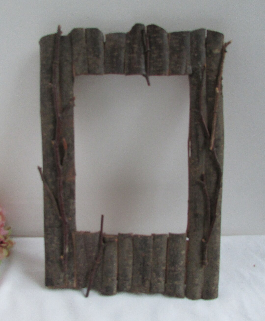 Antique Picture Frame Tramp Art Tree Bark Frame - Etsy