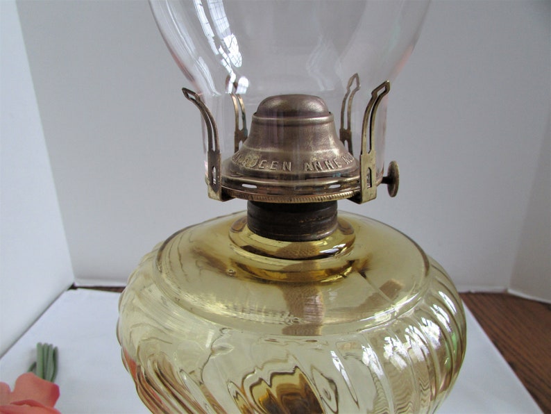 Vintage Amber Clam Rib Oil Lamp With Button Pattern Base - Etsy