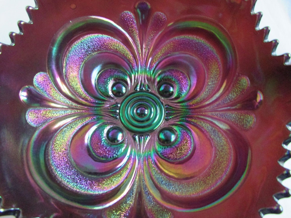 Vintage Purple Imperial Carnival Glass Scroll Embossed Bowl 6 - Etsy