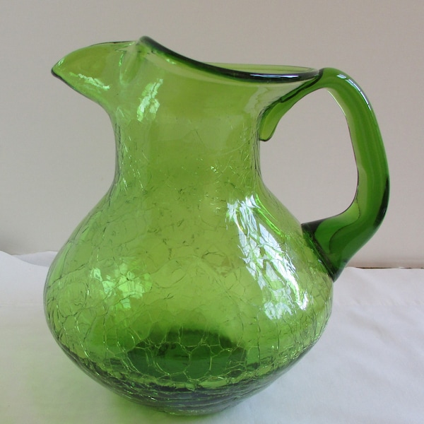 Antique Green Glass Pitcher - Etsy