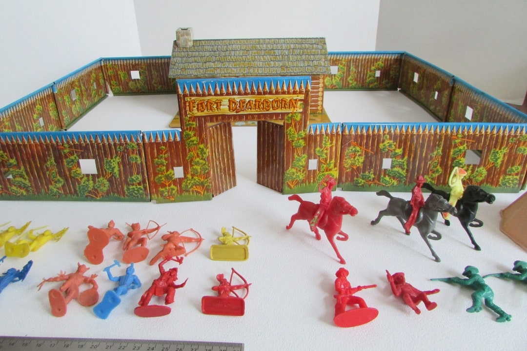 Marx Fort Dearborn Western Play Set Metal Building and Fence Toy - Etsy