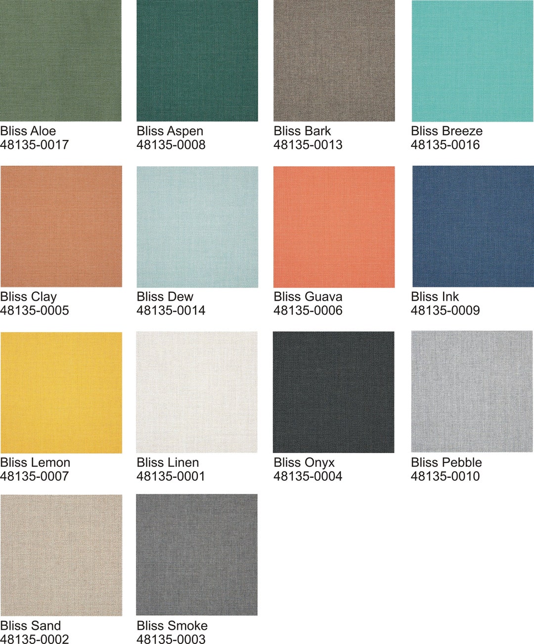 Sunbrella Bliss Outdoor Fabric by the Yard 14 Colors 2 Yard Minimum ...