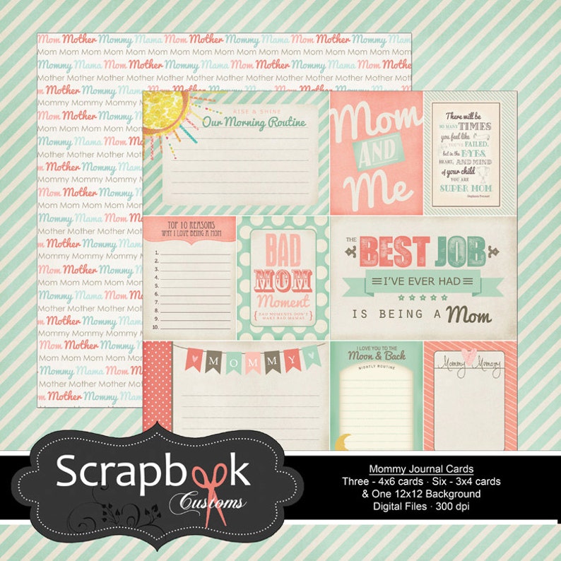 Mom Journal Cards. Digital Scrapbooking. Project Life. Instant Download ...