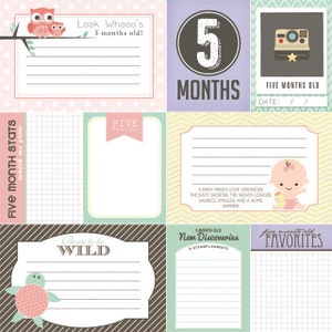 5 Months Old Baby Girl Journal Cards. Digital Scrapbooking. Project ...
