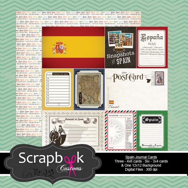 Spain Journal Cards. Digital Scrapbooking. Project Life. Instant ...