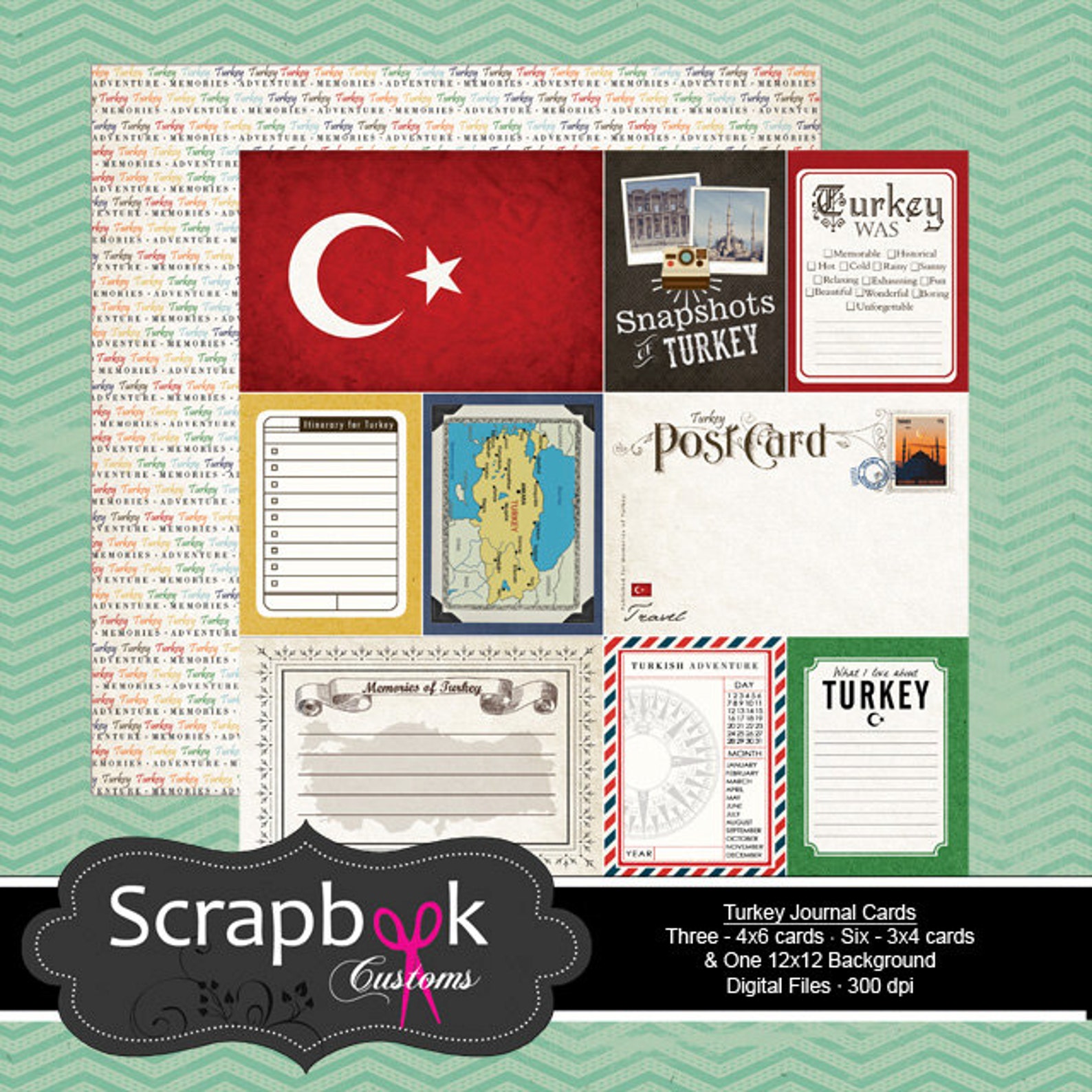 Turkey Journal Cards. Digital Scrapbooking. Project Life. Instant ...
