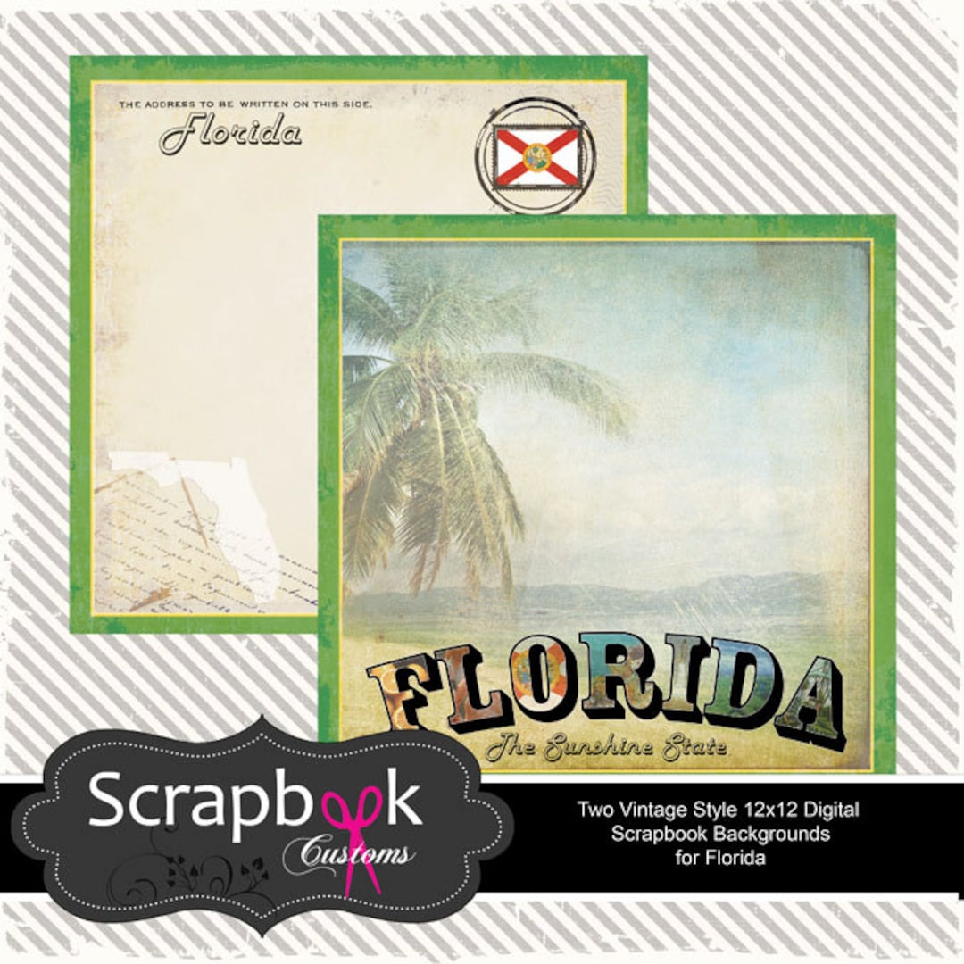 Florida Digital Scrapbook Paper. Vintage. Instant Download. - Etsy