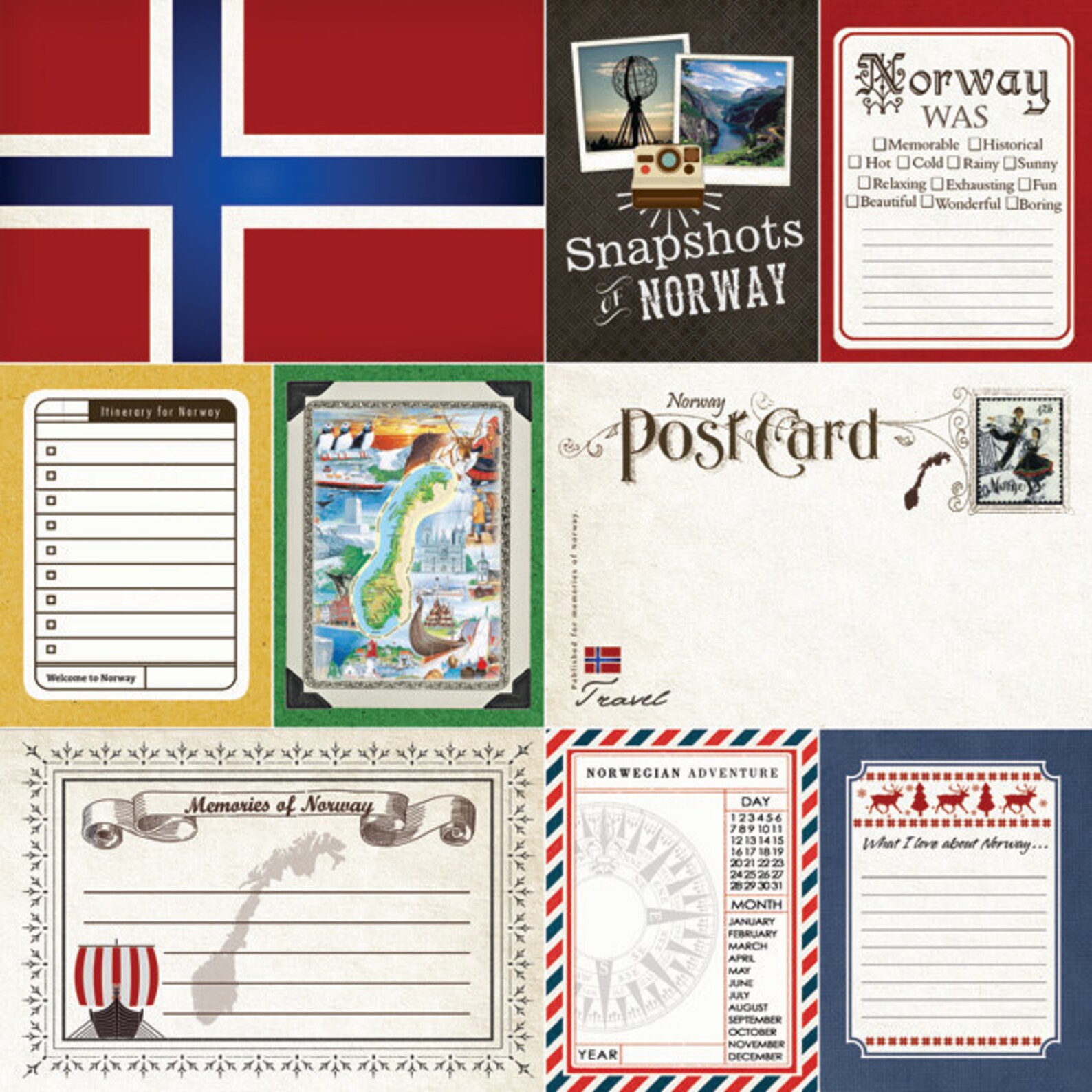Norway Journal Cards. Digital Scrapbooking. Project Life. Instant ...