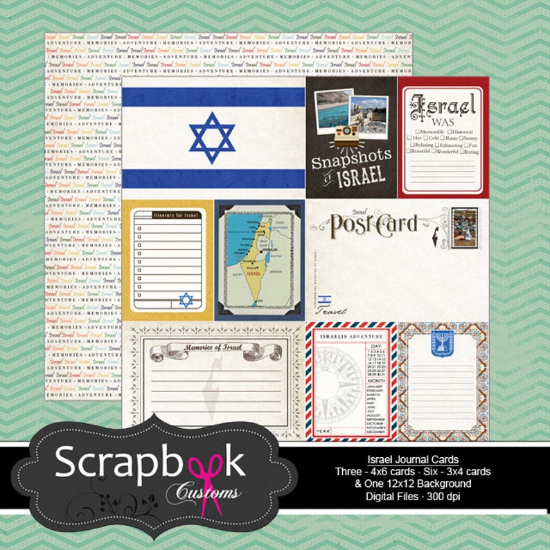 Israel Journal Cards. Digital Scrapbooking. Project Life. Instant ...