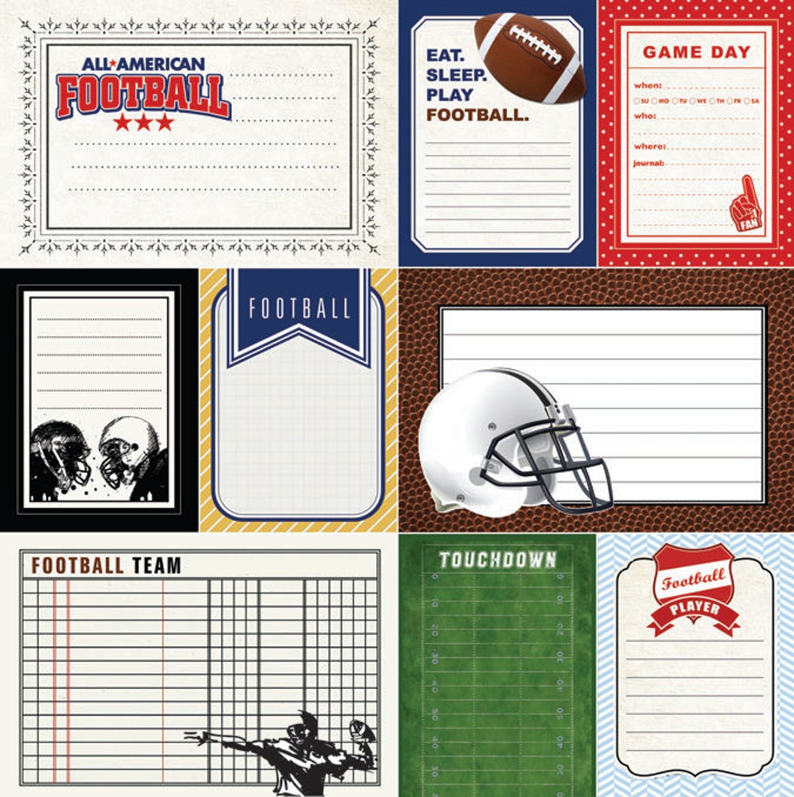 Football Journal Cards. Digital Scrapbooking. Project Life. Instant ...