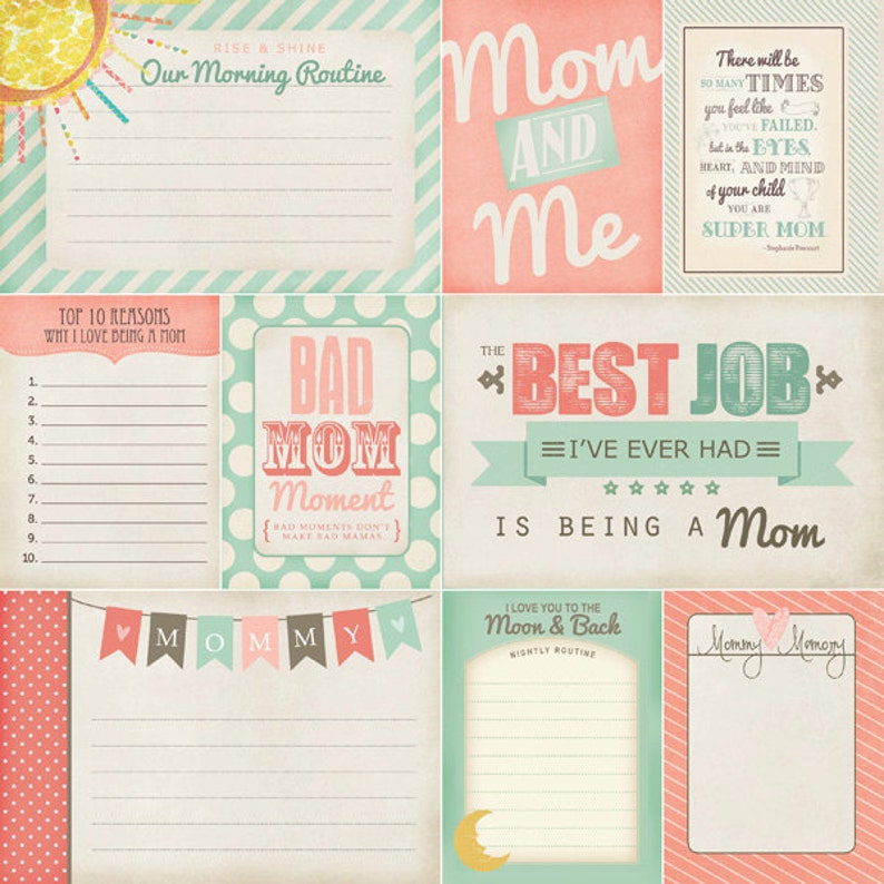 Mom Journal Cards. Digital Scrapbooking. Project Life. Instant Download ...