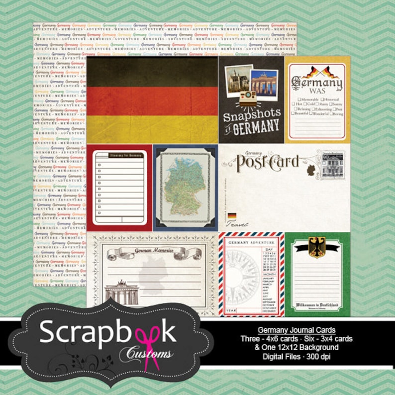 Germany Journal Cards. Digital Scrapbooking. Project Life. Instant ...