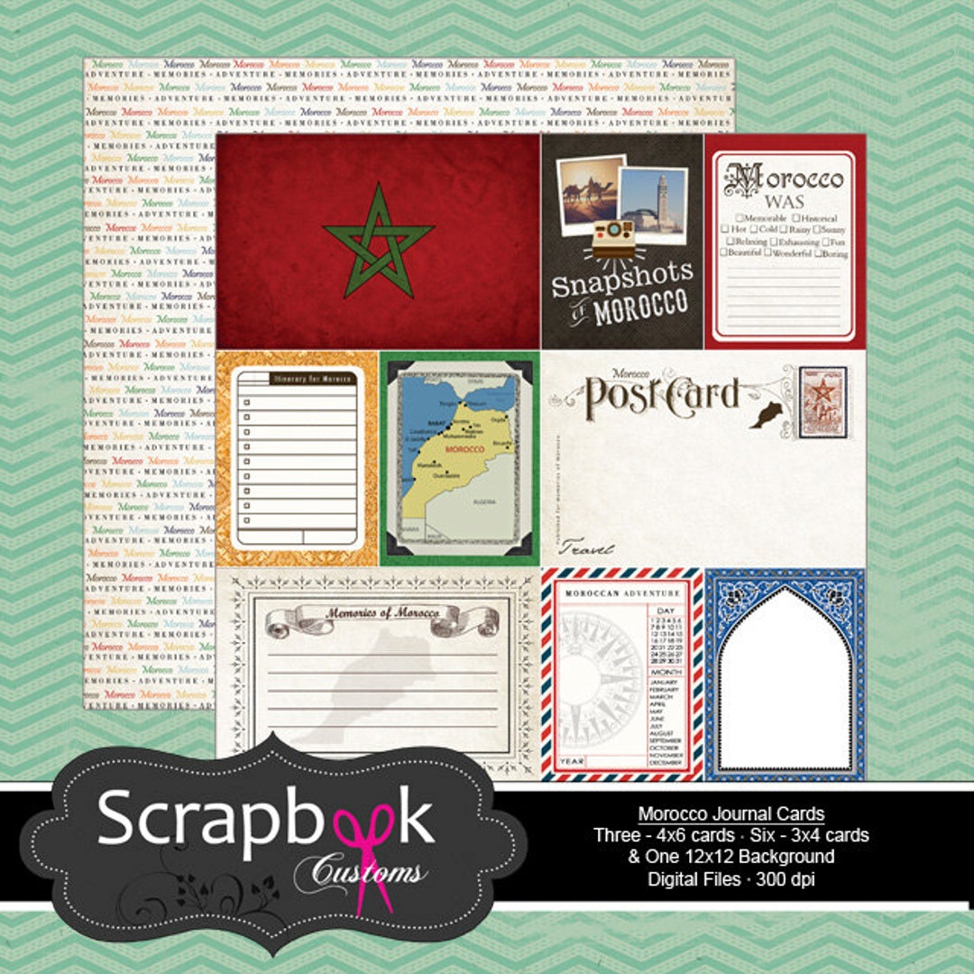 Morocco Journal Cards. Digital Scrapbooking. Project Life. Instant ...