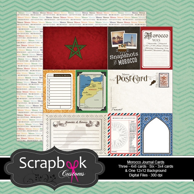 Morocco Journal Cards. Digital Scrapbooking. Project Life. Instant ...