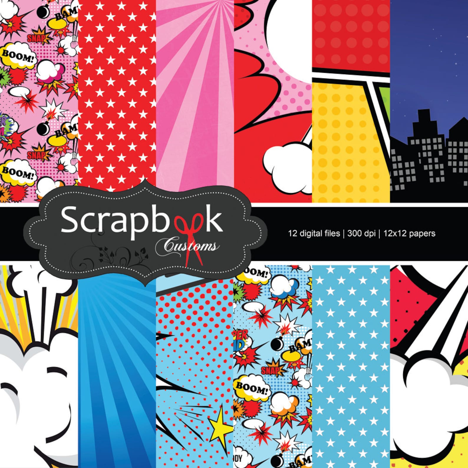 Superhero Digital Paper. Instant Download. Super Dad. Super Mom ...