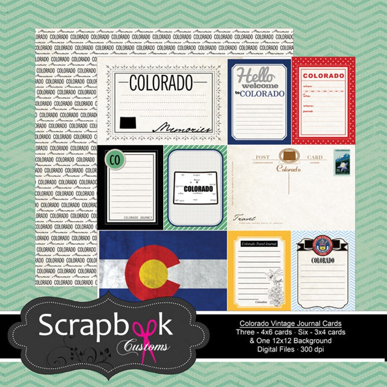 Colorado Journal Cards. Digital Scrapbooking. Project Life. Instant ...