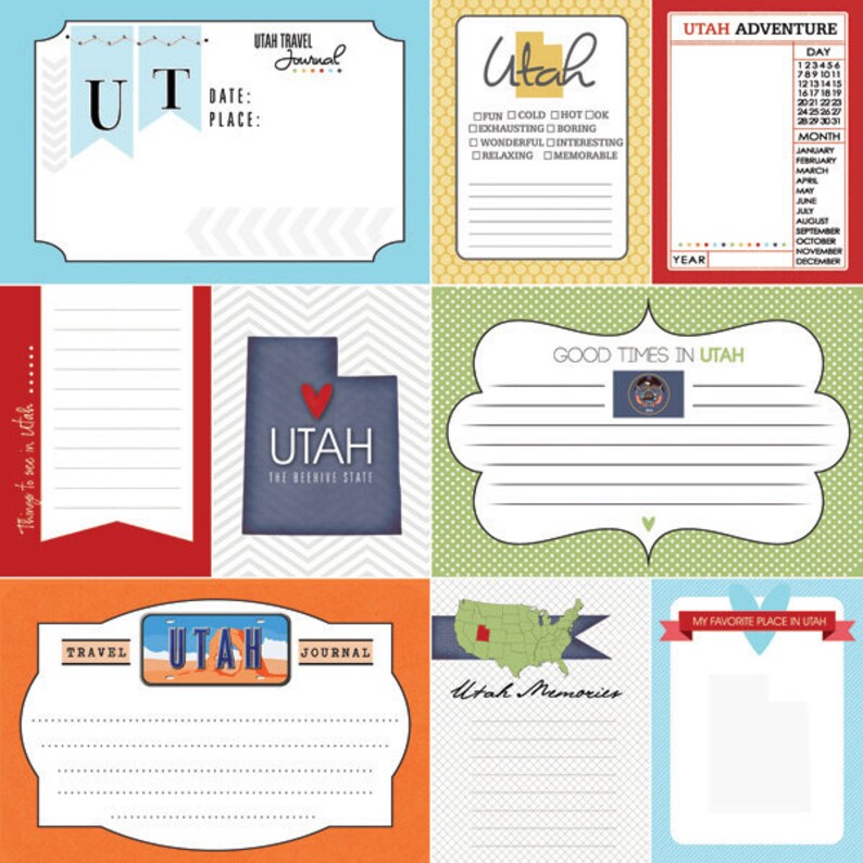 Utah Journal Cards. Digital Scrapbooking. Instant Download. - Etsy