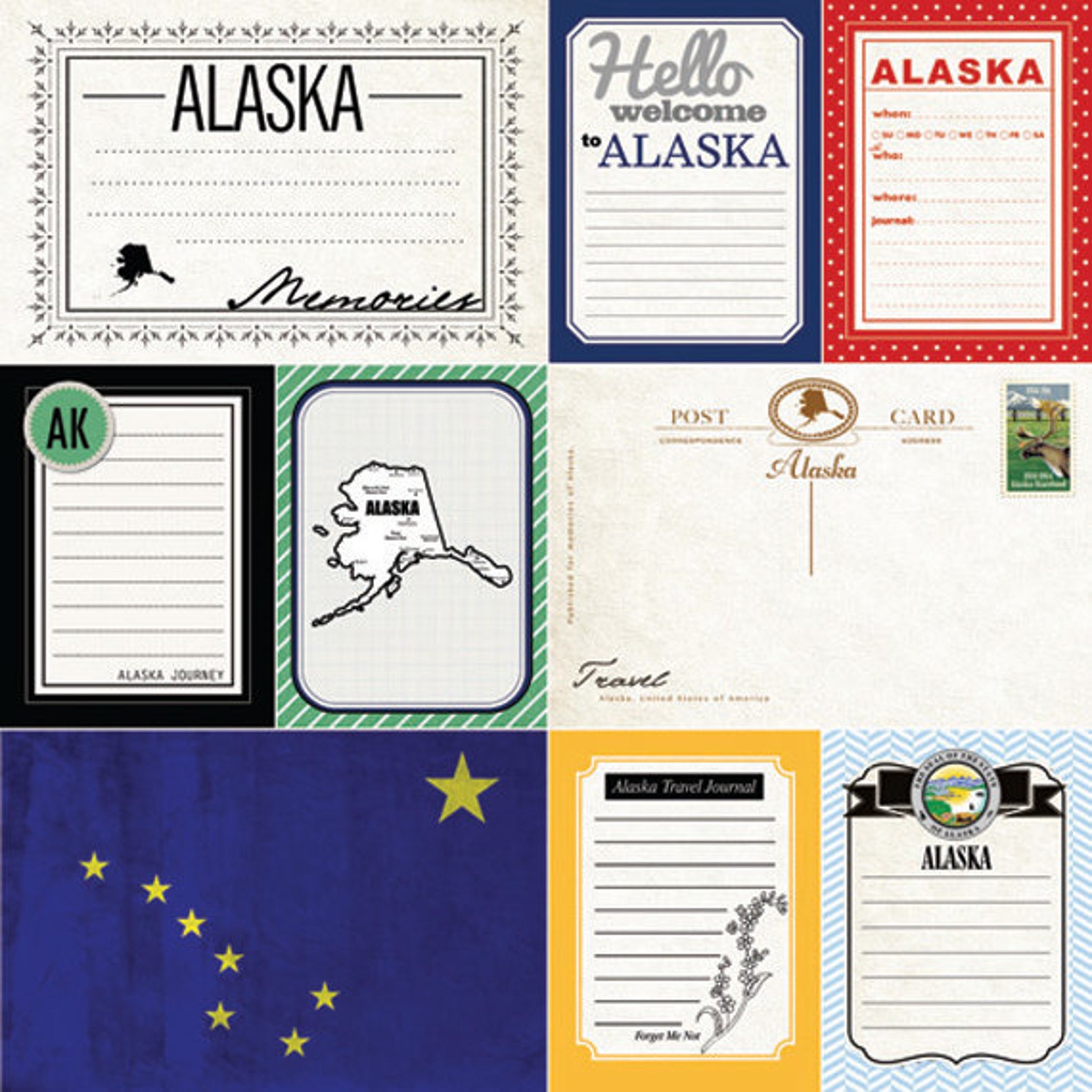 Alaska Journal Cards. Digital Scrapbooking. Project Life. Instant ...