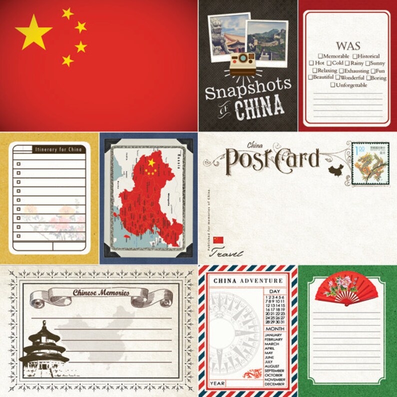 China Journal Cards. Digital Scrapbooking. Project Life. Instant ...