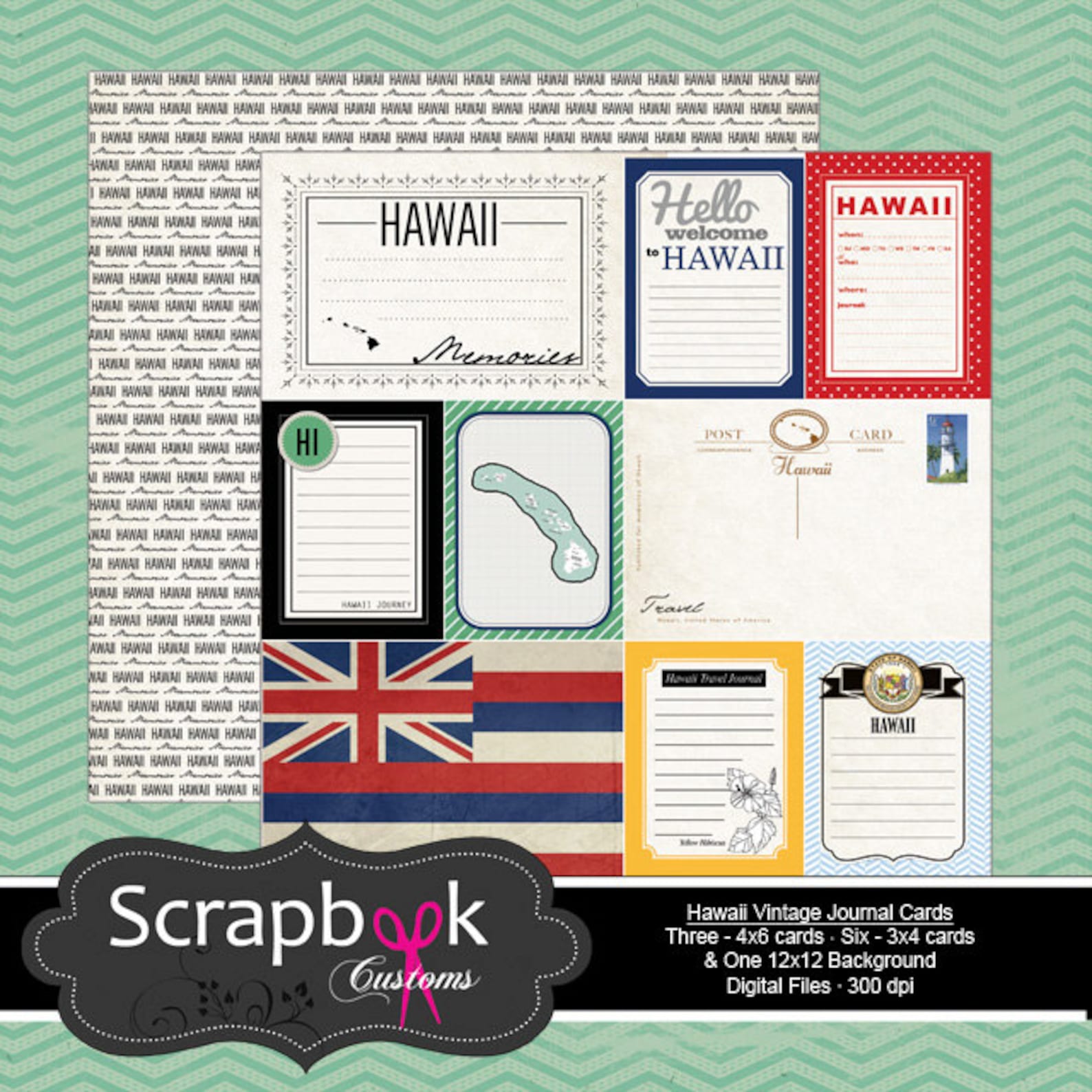 Hawaii Journal Cards. Digital Scrapbooking. Project Life. Instant ...