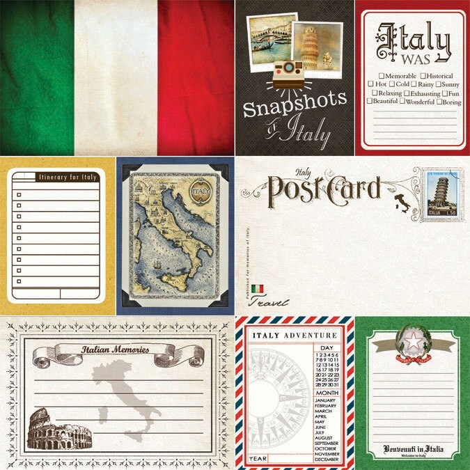 Italy Journal Cards. Digital Scrapbooking. Project Life. Instant ...