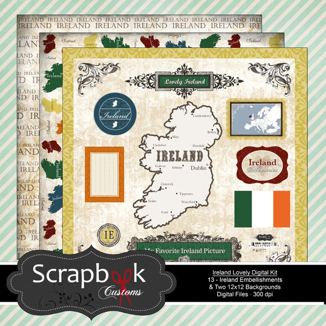 Ireland Digital Scrapbooking. Instant Download. - Etsy
