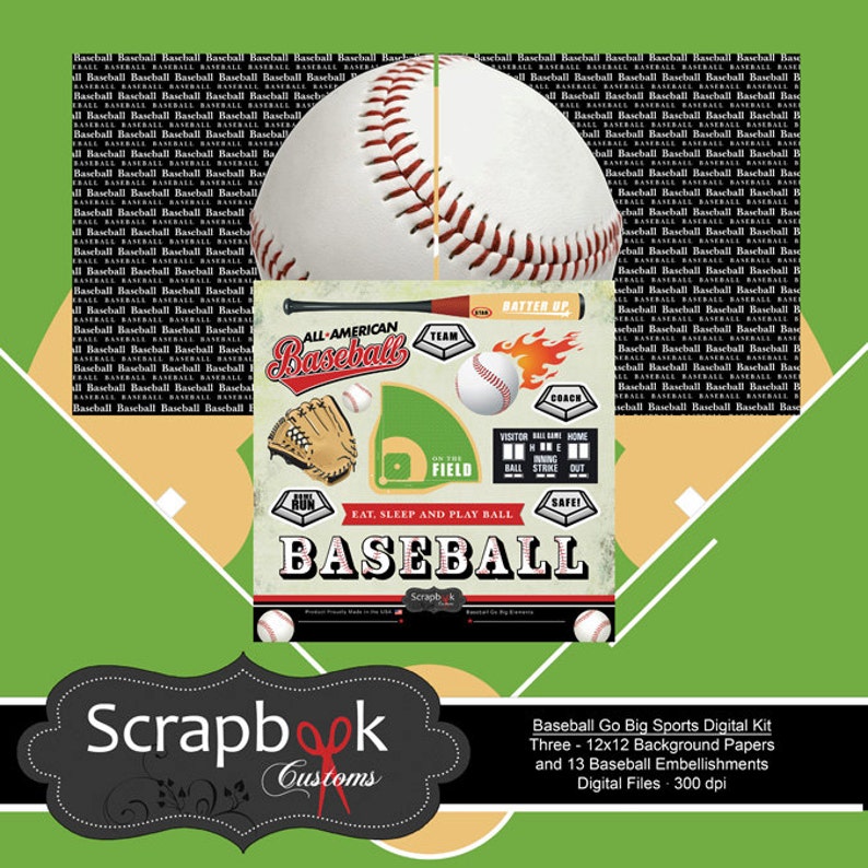 Baseball Digital Scrapbooking. Instant Download. - Etsy
