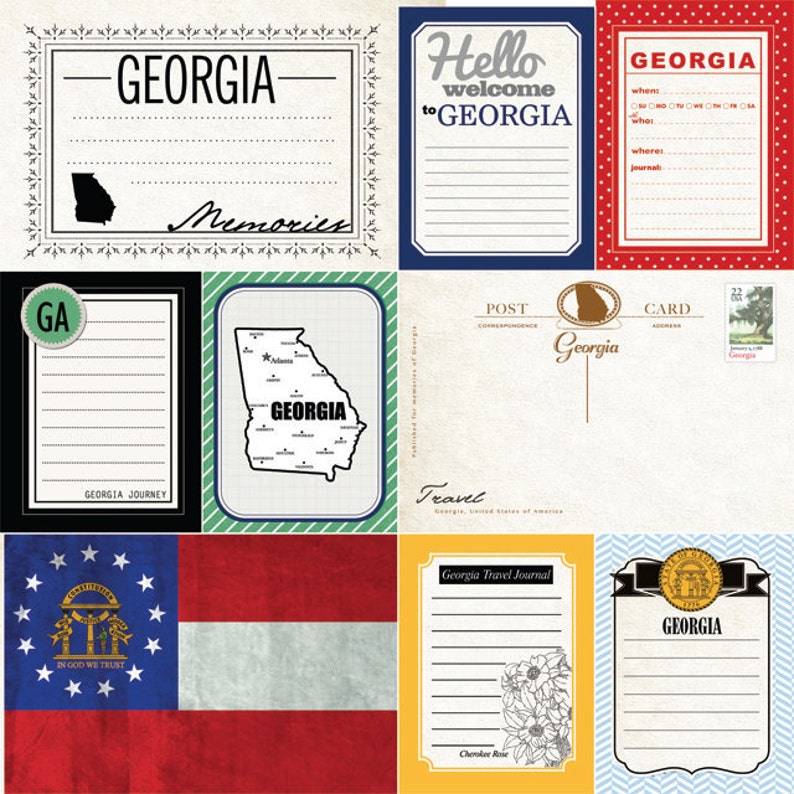 Georgia Journal Cards. Digital Scrapbooking. Project Life. Instant ...