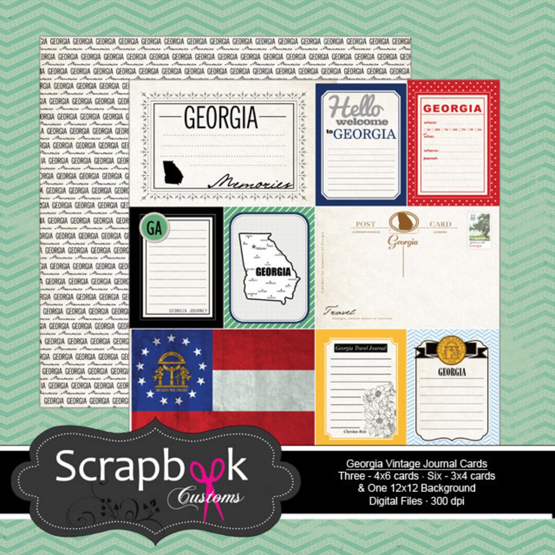 Georgia Journal Cards. Digital Scrapbooking. Project Life. Instant ...
