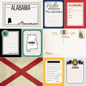 Alabama Journal Cards. Digital Scrapbooking. Project Life. Instant ...