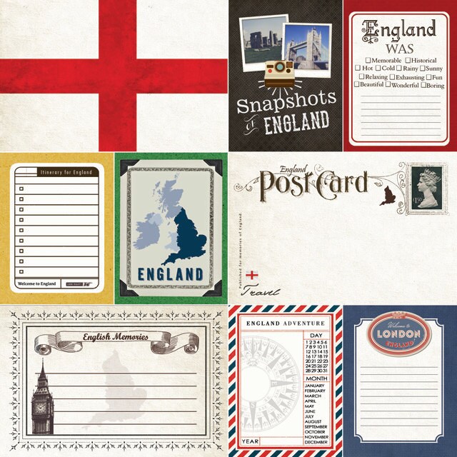 England Journal Cards. Digital Scrapbooking. Project Life. Instant ...