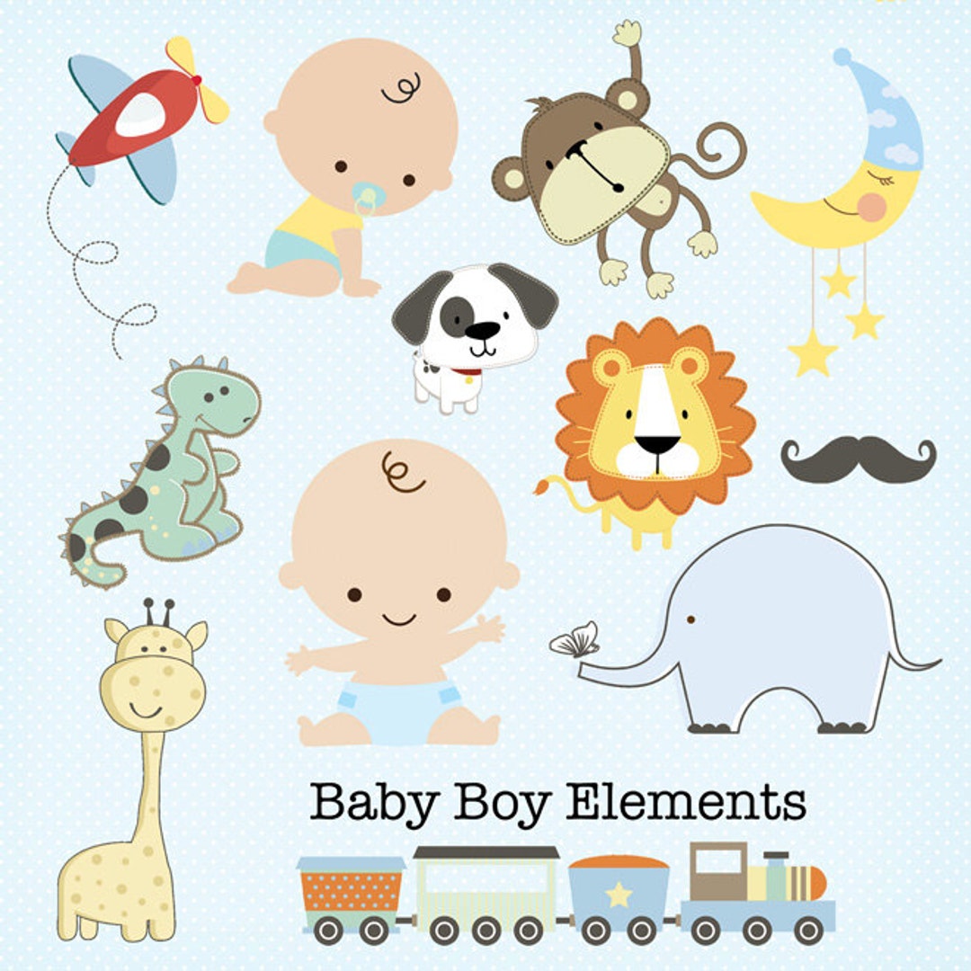 Baby Boy Clipart. Baby Boy Elements. Digital Scrapbooking. Project Life ...