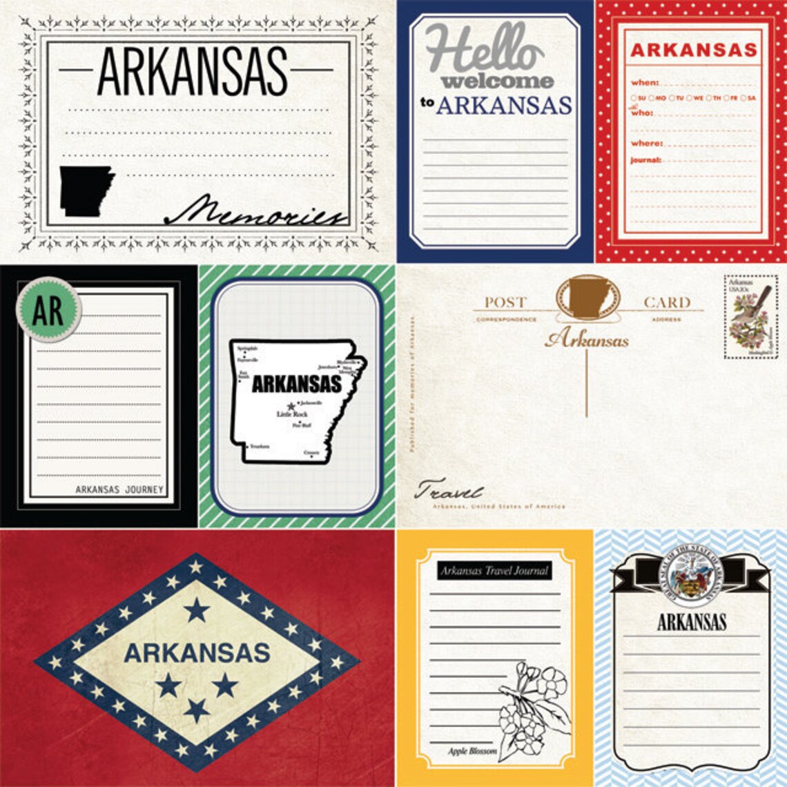 Arkansas Journal Cards. Digital Scrapbooking. Project Life. Instant ...