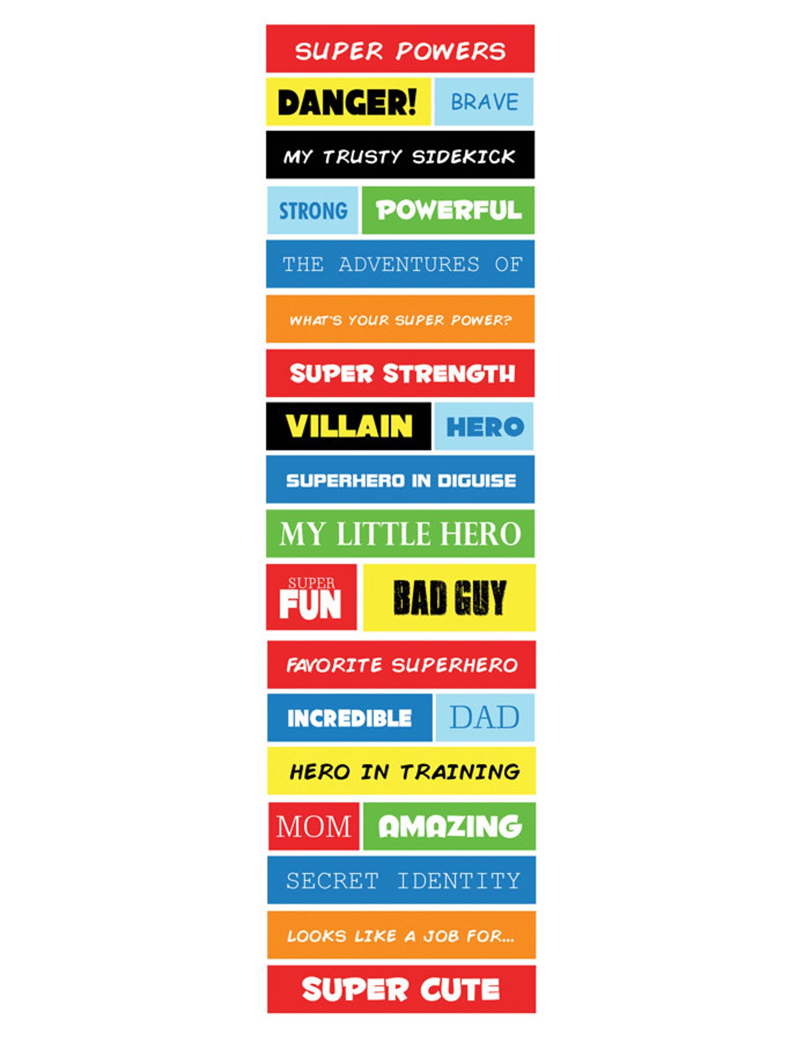 Superhero Words. Clipart. Digital Download. Super Kid. Embellishments ...