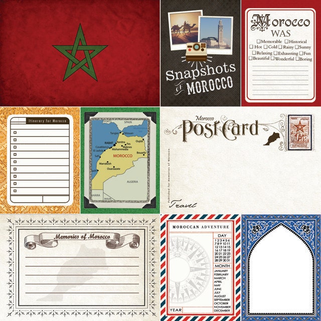 Morocco Journal Cards. Digital Scrapbooking. Project Life. Instant ...
