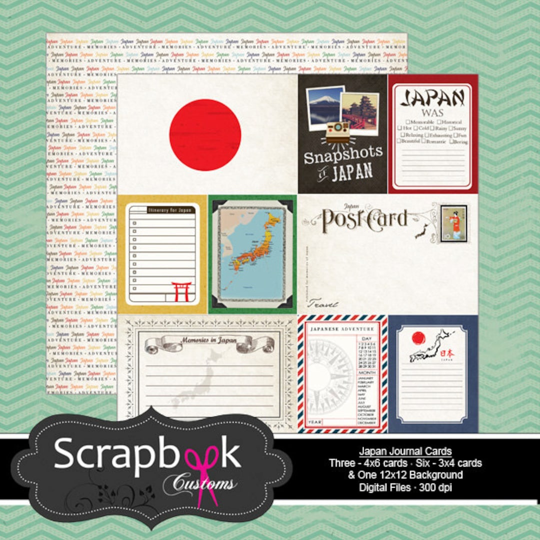 Japan Journal Cards. Digital Scrapbooking. Project Life. Instant ...